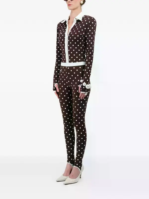 ROWEN ROSE Polka Dot Long Sleeve Polo