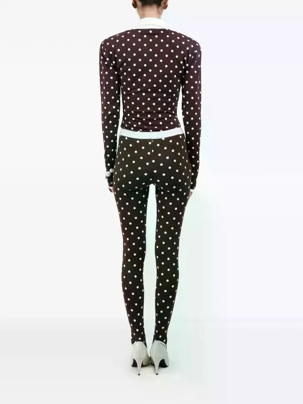 ROWEN ROSE Polka Dot Long Sleeve Polo