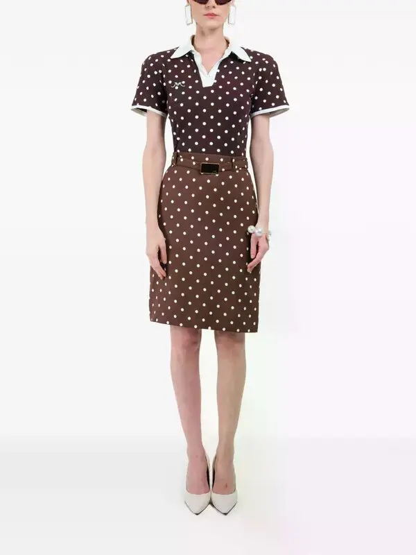 ROWEN ROSE Polka Dot Belted Midi Skirt