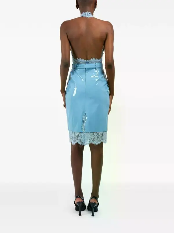 ROWEN ROSE Lace Belt Midi Skirt - Blue