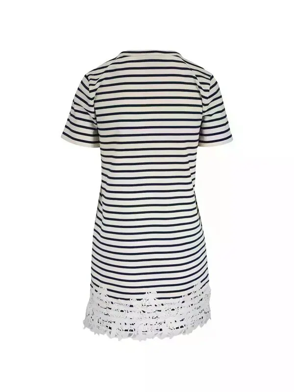 Veronica Beard Striped Lace-detail Mini Dress
