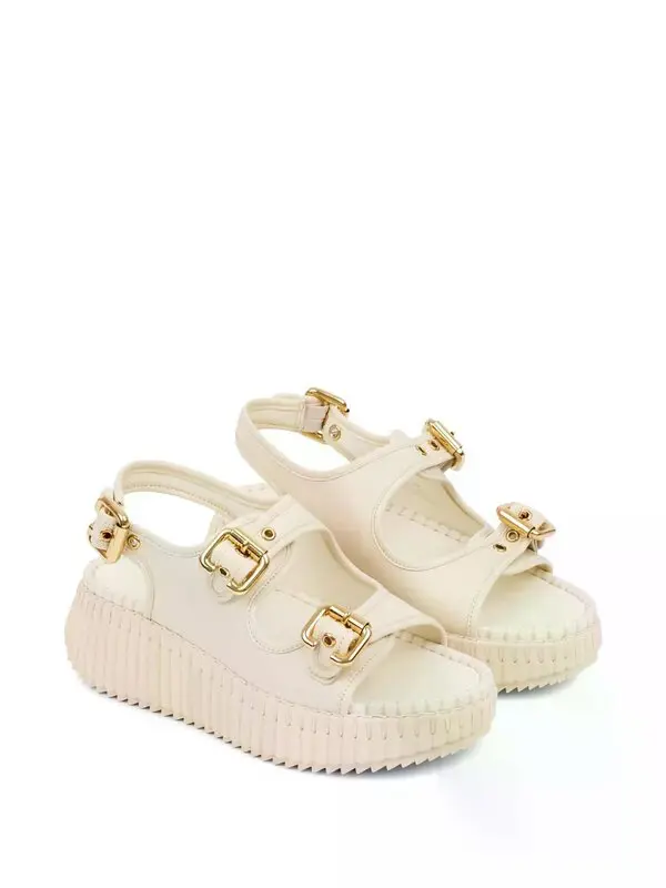 Chloé Nama Leather Sandals With Buckle Fastening - Neutrals