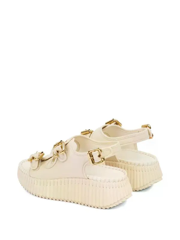 Chloé Nama Leather Sandals With Buckle Fastening - Neutrals