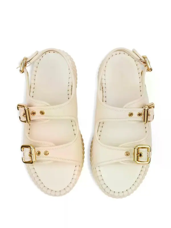 Chloé Nama Leather Sandals With Buckle Fastening - Neutrals