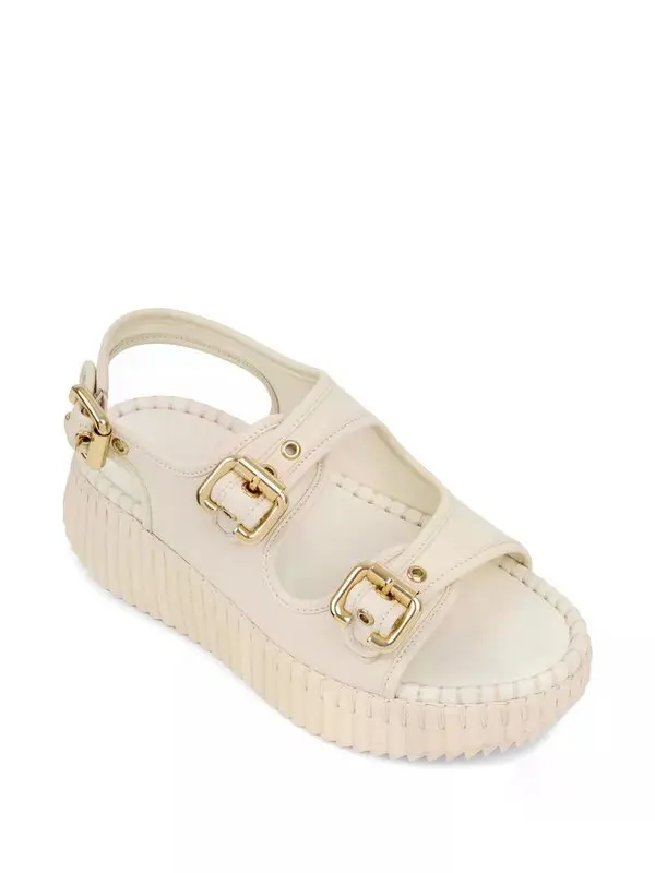 Chloé Nama Leather Sandals With Buckle Fastening - Neutrals