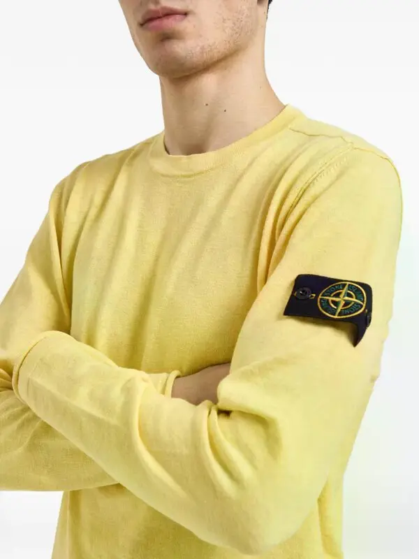 Stone Island Organic Cotton And Nylon Crewneck Jumper - Yellow