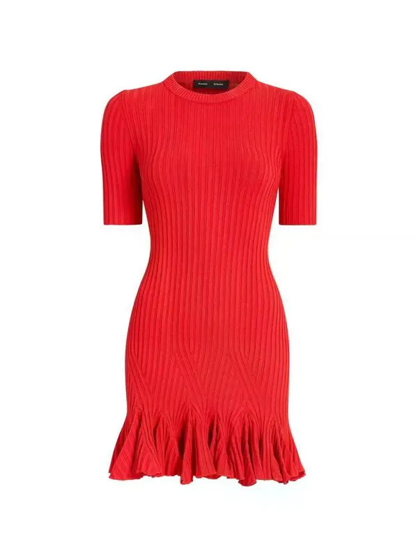 Proenza Schouler Leandra Ribbed Knit Mini Dress - Red