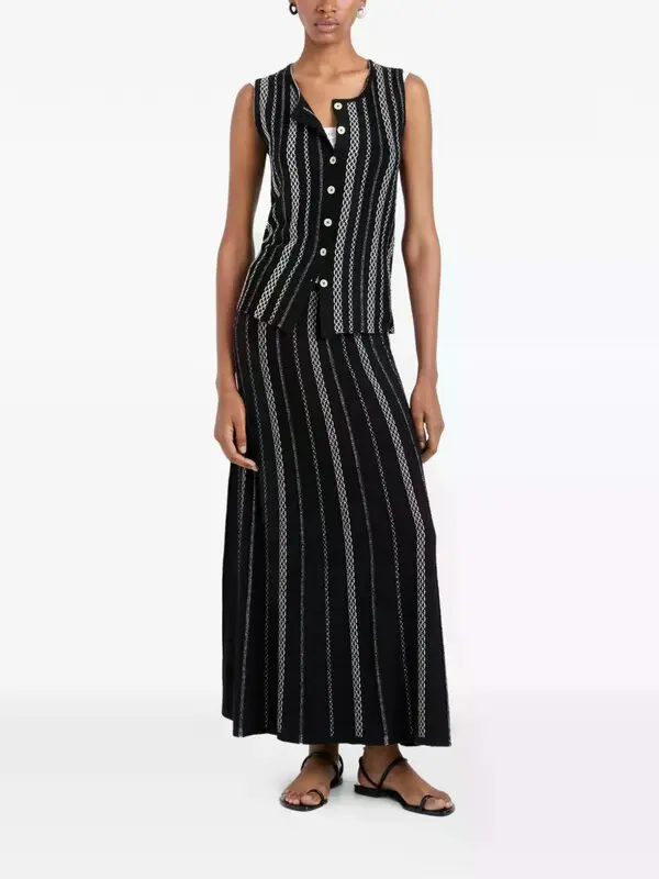 Proenza Schouler White Label Alyna Textured Knit Button Vest - Black