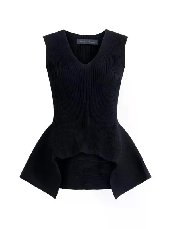 Proenza Schouler Ribbed V-neck Sleeveless Top - Black