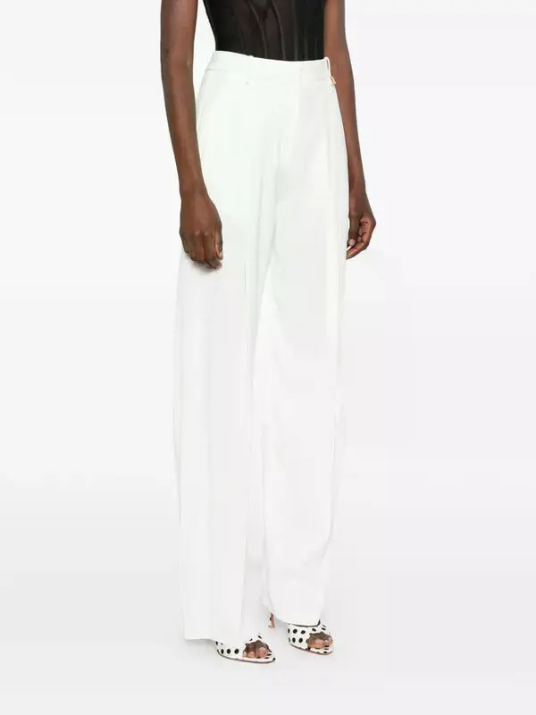 Elisabetta Franchi Flared Trousers With Golden Logo Charm