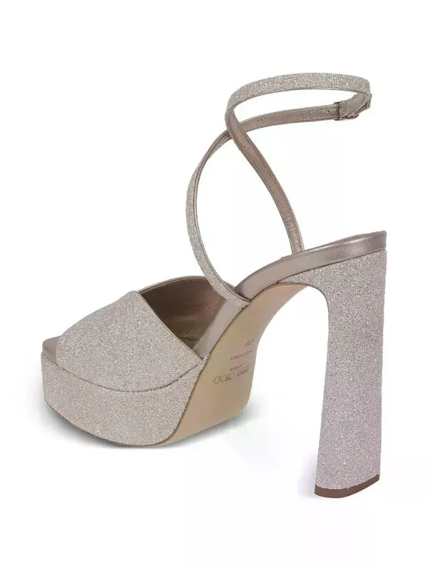 JIMMY CHOO Glitter Platform Sandals - Neutrals