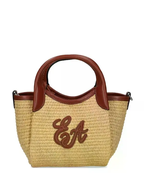 Emporio Armani Woven Top Handle Bag With Detachable Pouch - Neutrals