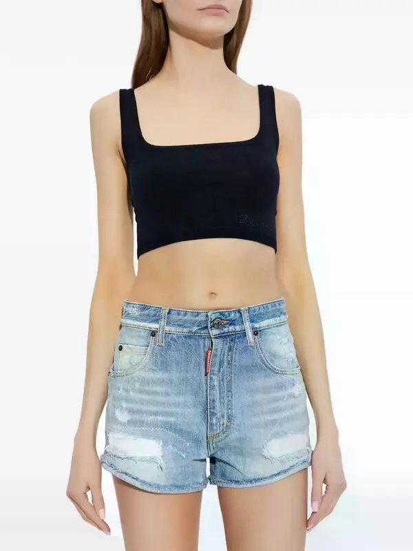 Dsquared2 Embroidered Sleeveless Cropped Top