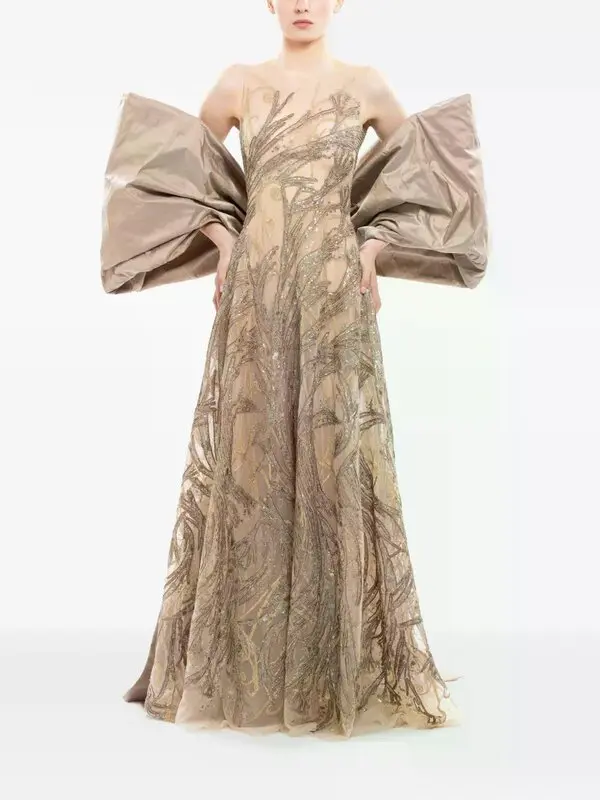 SAIID KOBEISY Beige Bow Embellishment Cape
