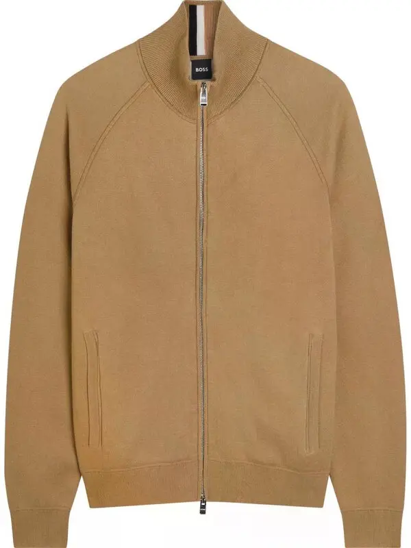 BOSS Zip-up Cardigan With Ribbed Trims