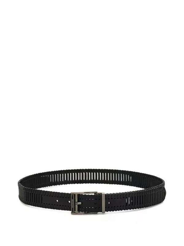 FERRAGAMO Adjustable Woven Leather Belt - Black