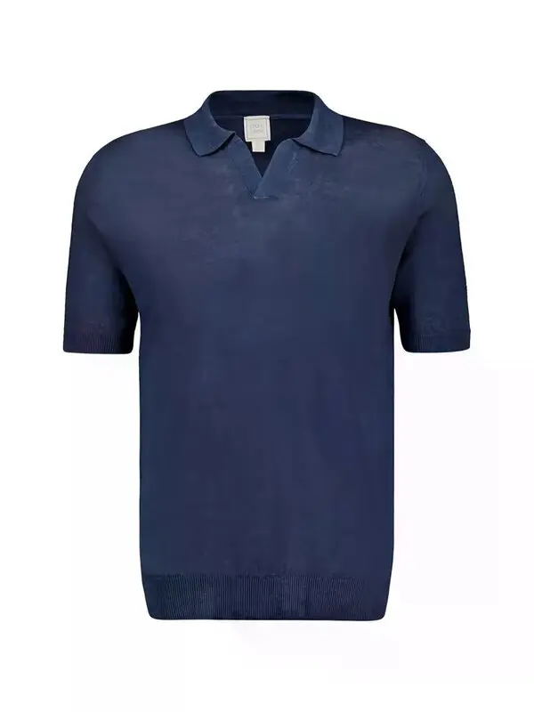 120% Lino Marine V-neck T-shirt - Blue
