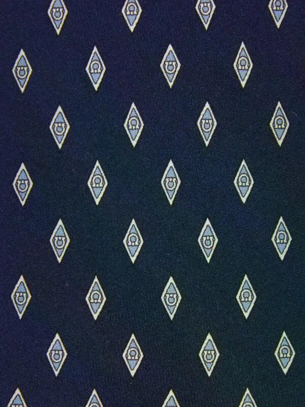 FERRAGAMO Micro Gancini Print Silk Tie - Blue