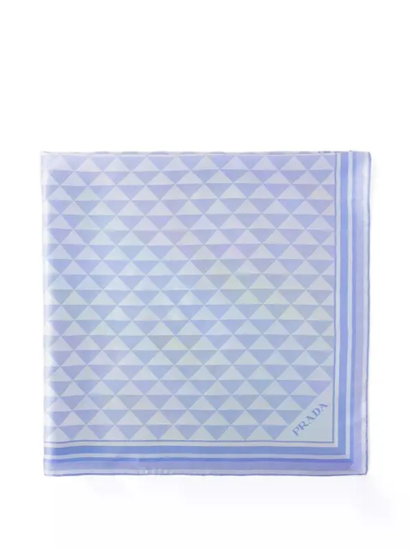 Prada Jacquard Silk Scarf 90x90 - Blue