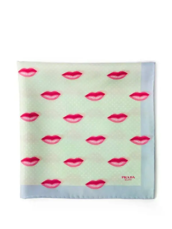 Prada Printed Silk Twill Scarf 55 X 55 Cm - Green