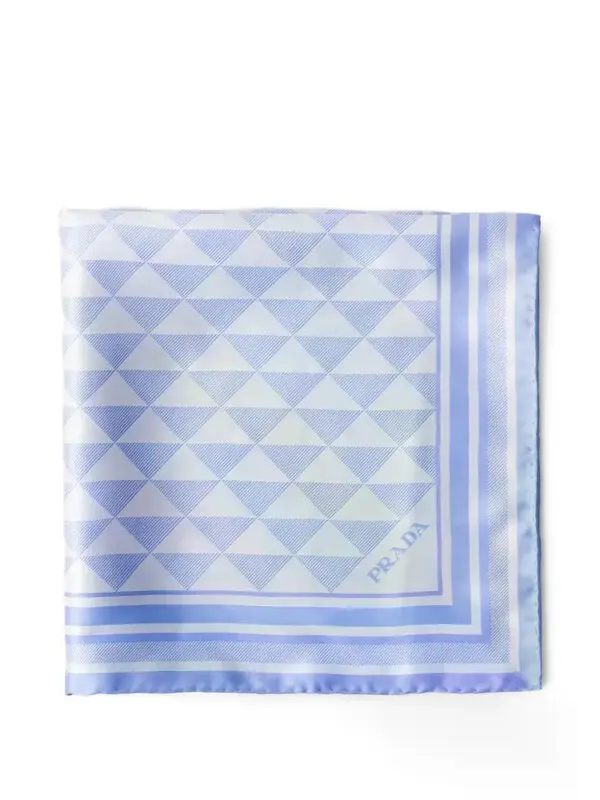 Prada Jacquard Silk Scarf 55x55 - Blue