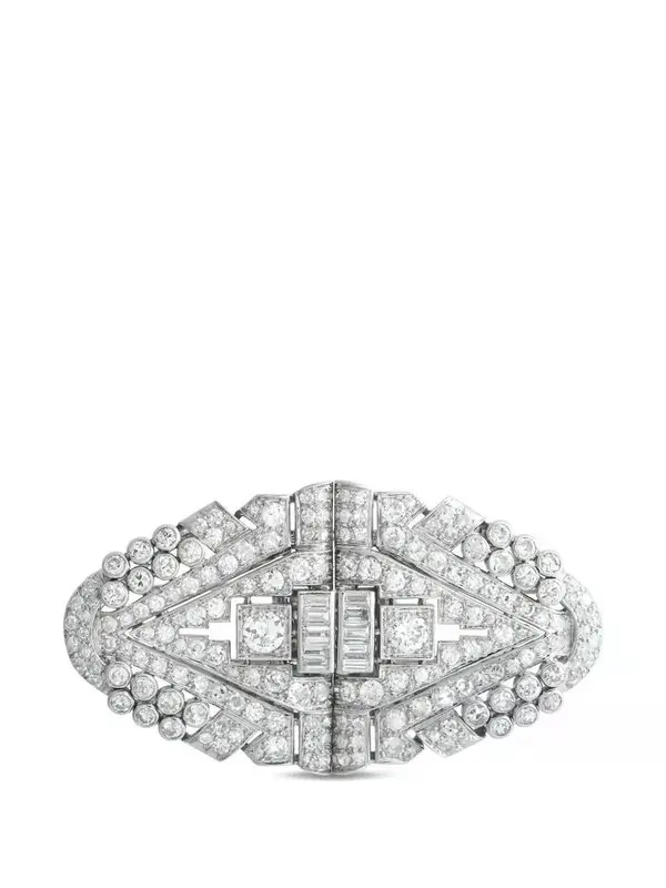 LB EXCLUSIVE Diamond Geometric Brooch - Silver