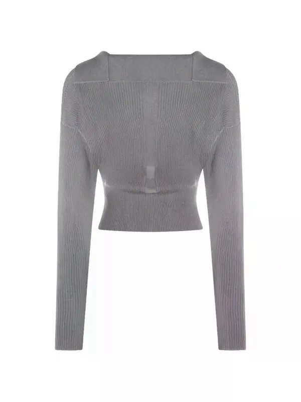 Rick Owens Ribbed V-neck Cropped Sweater - Grey
