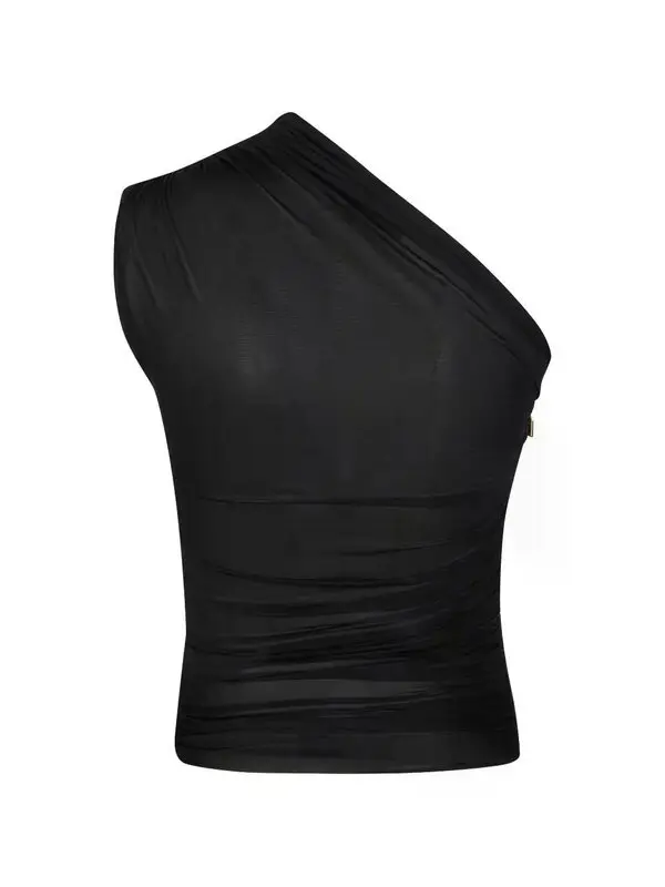 Elisabetta Franchi One-shoulder Zip Top - Black