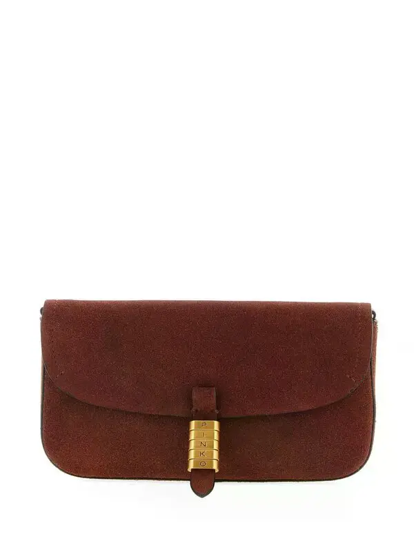 Pinko Medium Suede Shoulder Bag - Red