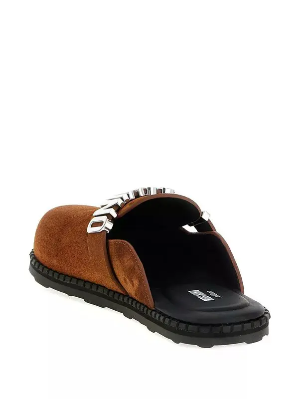 Moschino Lettering Logo-strap Suede Mules