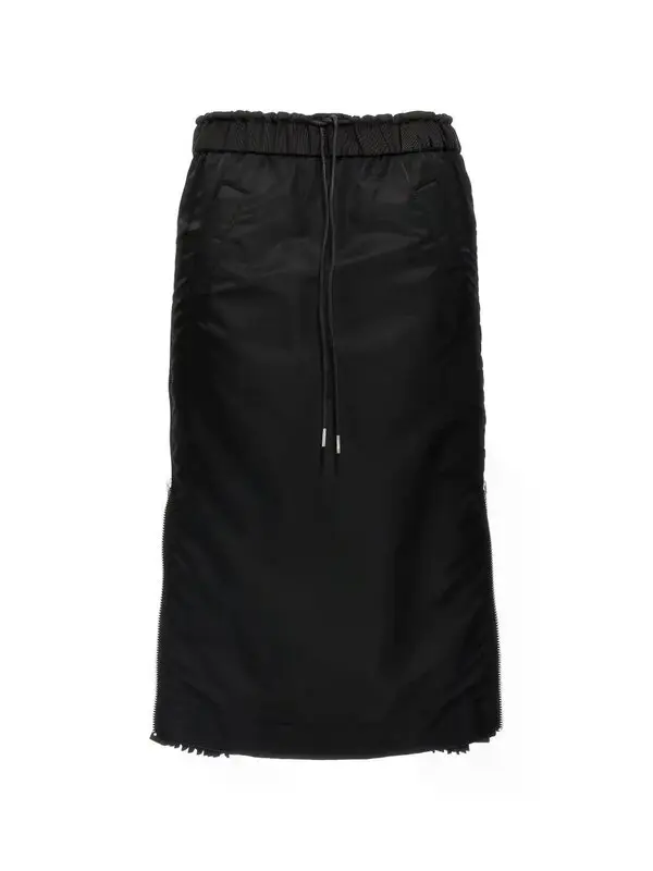 Sacai Midi Skirt With Side Zips And Pleats