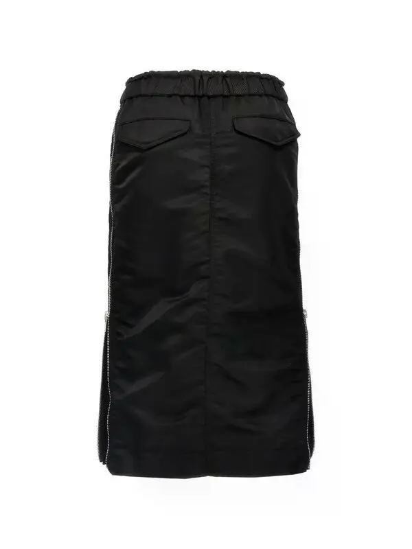 Sacai Midi Skirt With Side Zips And Pleats