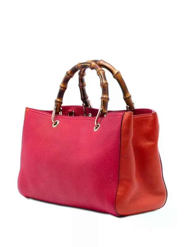 Gucci Medium Calfskin Bamboo Shopper Satchel - Red