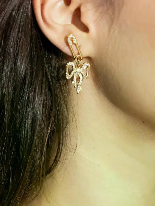 VIVIENNE WESTWOOD Tone Orb And Bow Safety Pin Earrings
