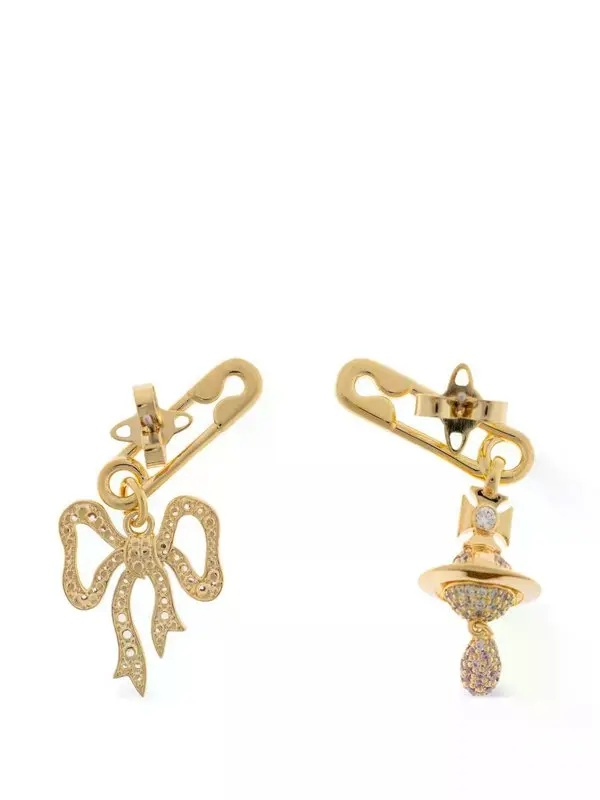 VIVIENNE WESTWOOD Tone Orb And Bow Safety Pin Earrings