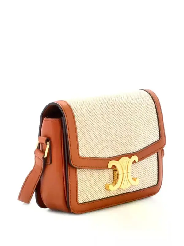 Celine Triomphe Shoulder Bag In Canvas And Leather - Brown