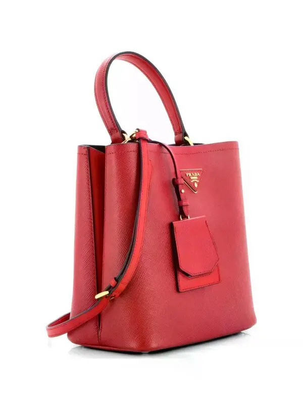 Prada Panier Saffiano Leather Medium Bucket Bag - Red