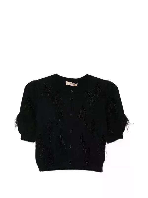 TWINSET Feather Detail Cropped Cardigan - Black