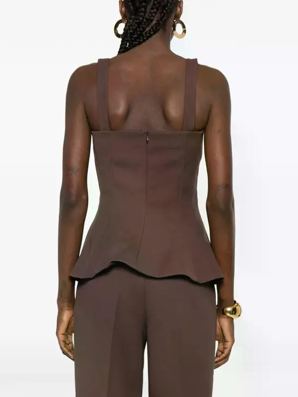 Stine Goya Square Neck Flared Hem Sleeveless Top