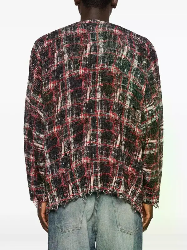 R13 Frayed Checkered Cardigan