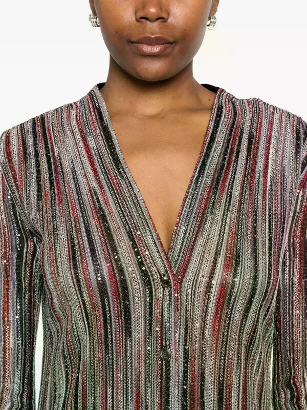 Missoni Striped V-neck Cardigan - Silver