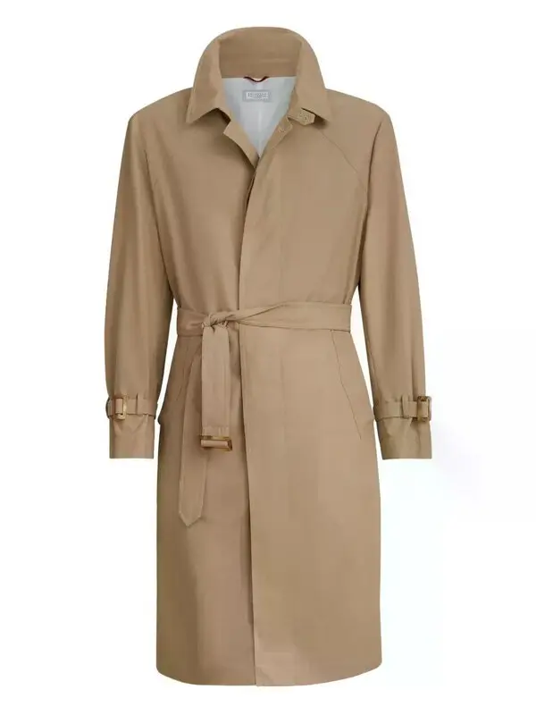 Brunello Cucinelli Belted Techno Cotton Gabardine Trench Coat