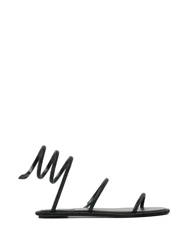 Rene Caovilla Embellished Wraparound Sandals - Black