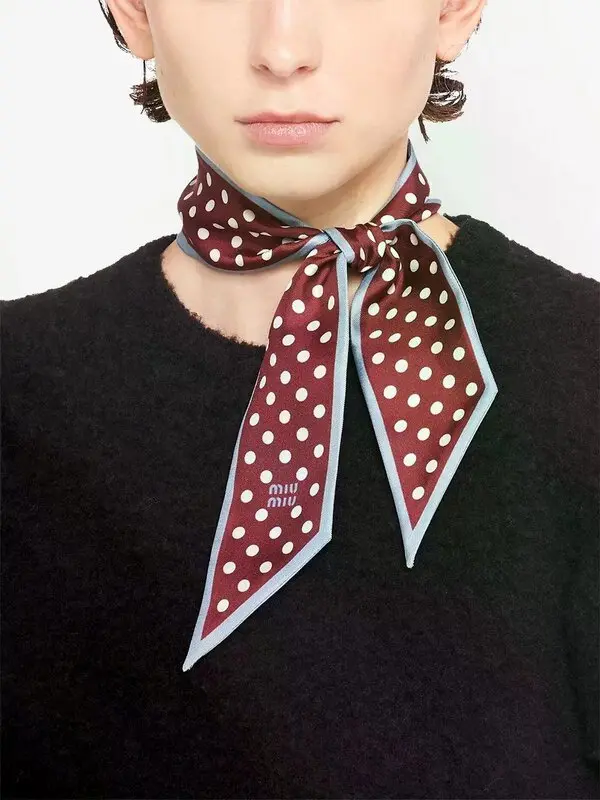 Miu Miu Polka Dot-print Twill Scarf - Red