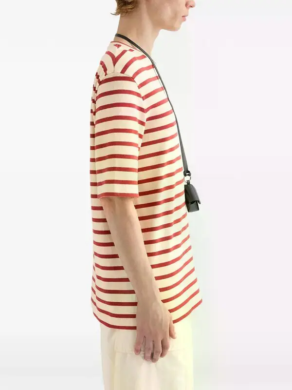 JIL SANDER Striped-pattern Logo-patch T-shirt