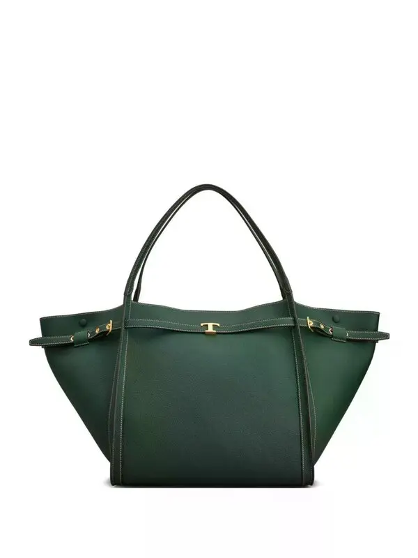 TOD'S Medium Timeless Tote Bag With Gold-tone Buckle - Green