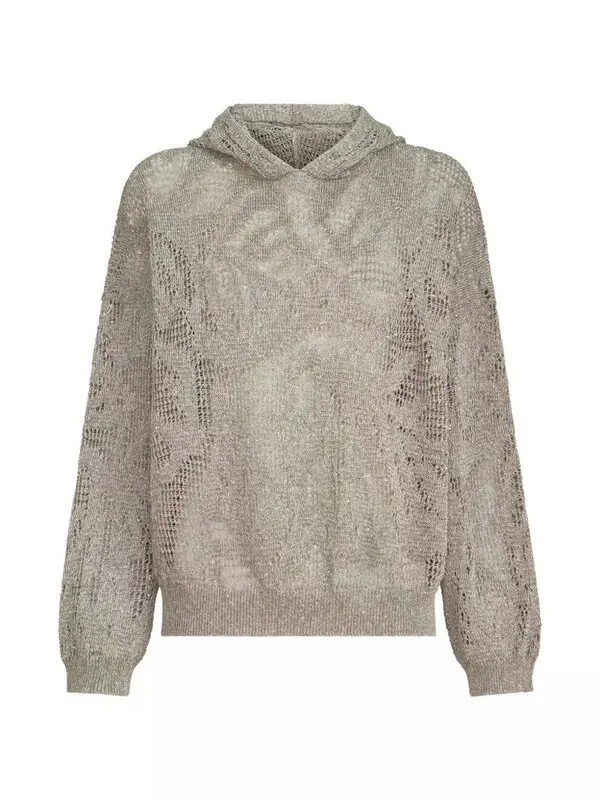 Brunello Cucinelli Openwork Knit Hooded Sweater