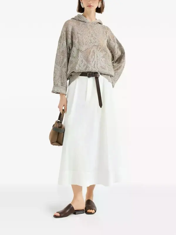 Brunello Cucinelli Openwork Knit Hooded Sweater