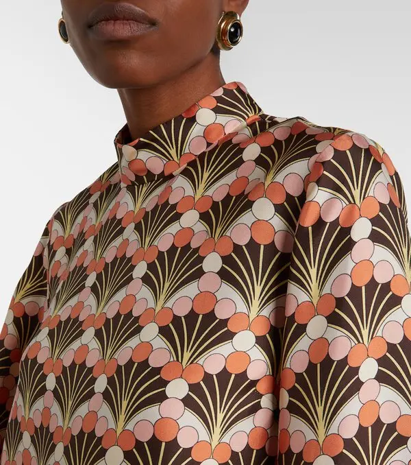 La DoubleJ Make An Exit" Feather-trimmed Silk Twill Top - Multicoloured
