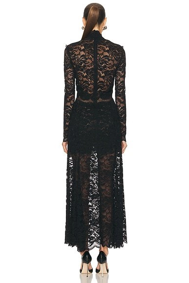 Rabanne Long Sleeve Lace Maxi Dress